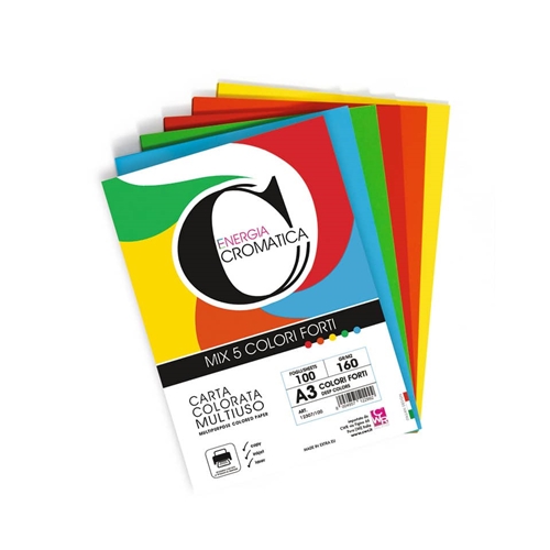 Carta colorata Deco Cromatica colori forti formato A3 100 ff - 5 colori ...